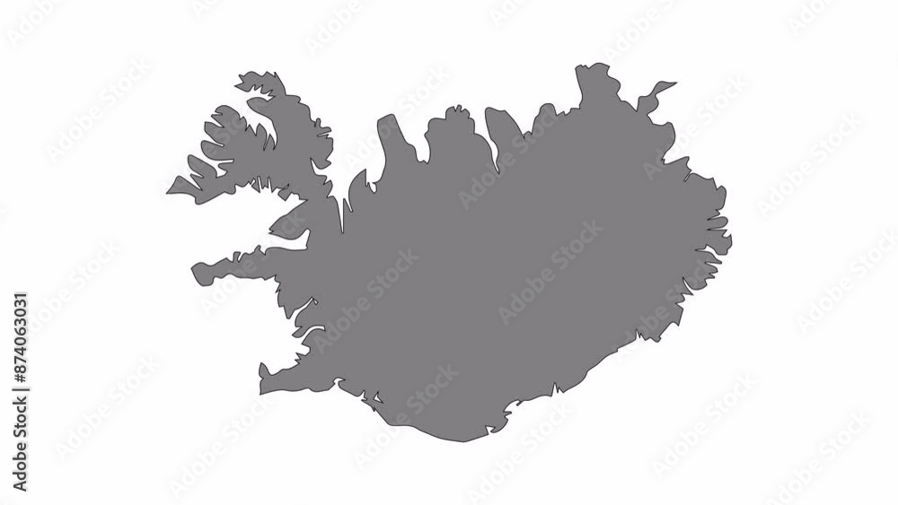 Iceland map animation. Black line smoothly transitioning to fill ...