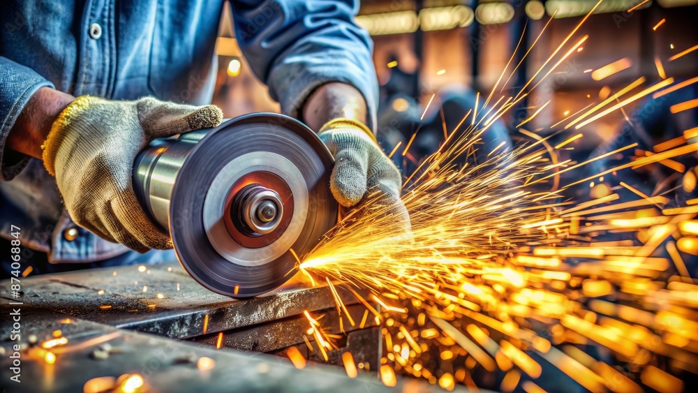 Sparkling metal shavings swirl amidst intense light beams, surrounding ...