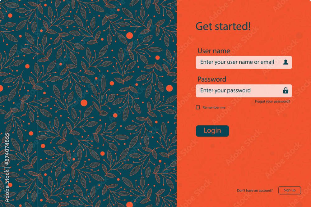 Vetor de Login screen landing page vector design. Login ui ux template ...