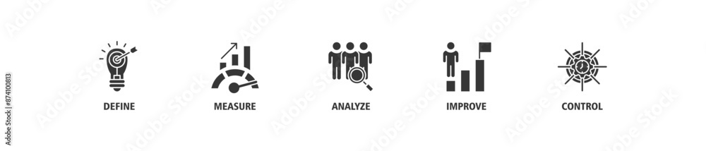 Lean six sigma banner web icon set vector illustration symbol concept ...