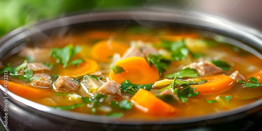 Preparing Filipino Sinigang Pork Tamarind Soup with Vegetables in a ...