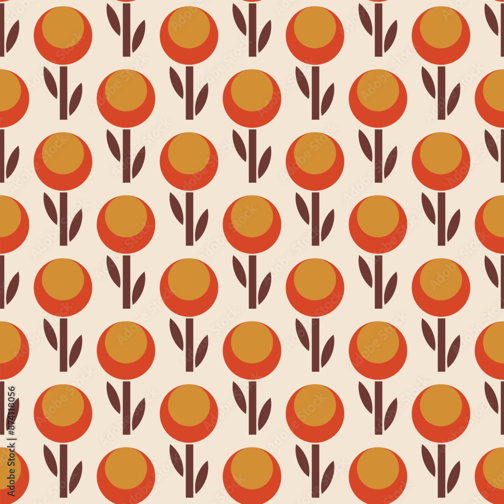 Seamless floral pattern. Abstract flowers. Geometric design in vintage ...