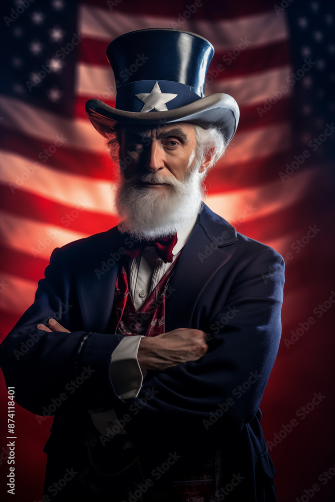 Foto de Realistic Uncle Sam posing seriously for a studio photo ...