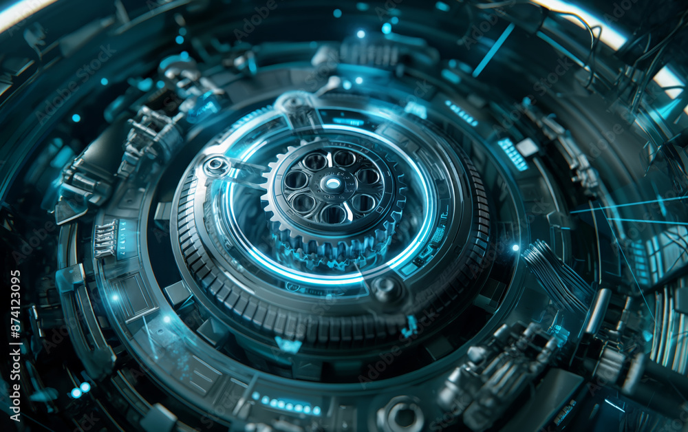 Futuristic 3D Wireframe Gear Visualization in SolidWorks Design File ...