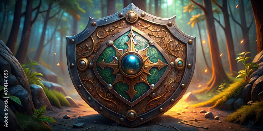 Fantasy shield artwork depicting medieval protection, perfect for game ...