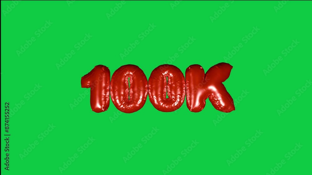 100k text animation on green screen. 4K motion graphic celebration ...