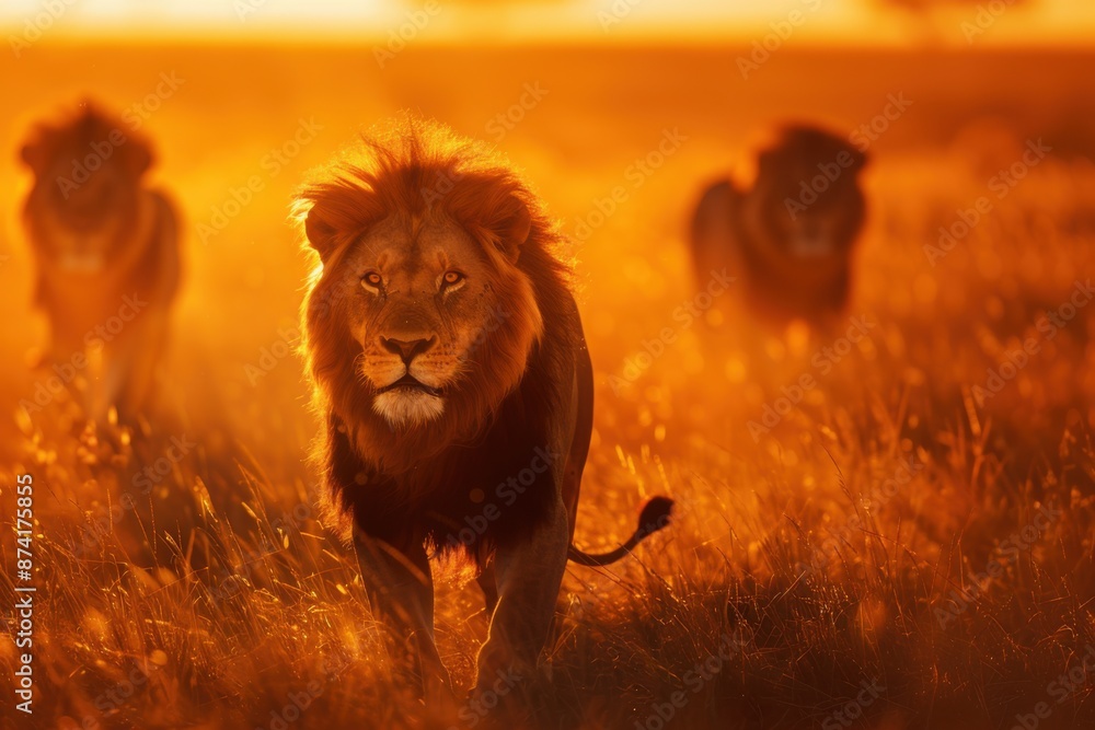 /imagine: Lion pride on the savannah with telephoto lens, golden hour ...