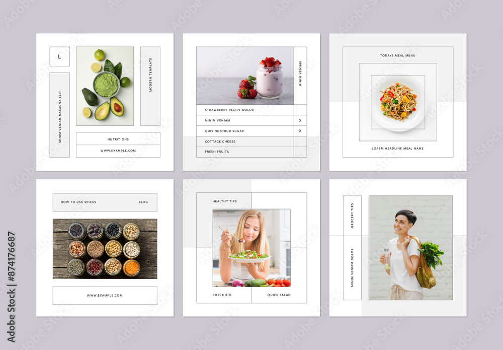 Minimal Food Style Design Social Media Layouts Stock Template | Adobe Stock
