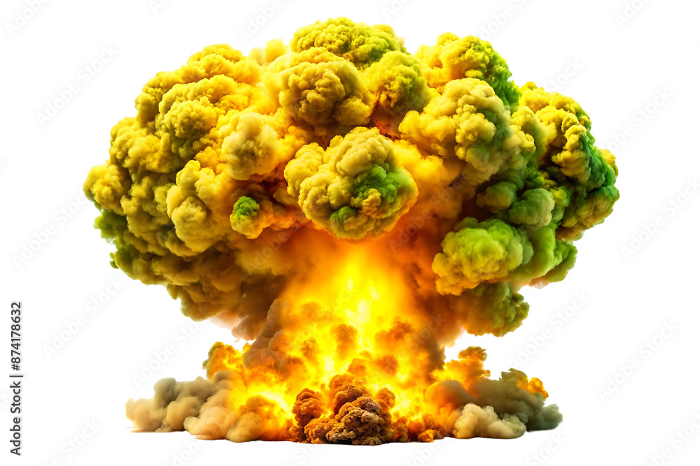 Green Nuclear Explosion On Transparent Background, Green Bomb Explosion ...