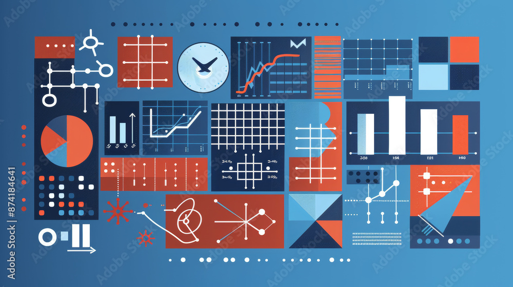 Abstract background with geometric shapes and patterns in soft pastel ...