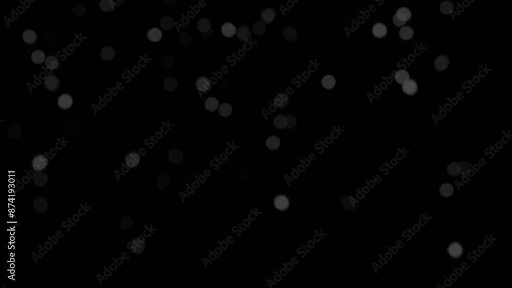 Loop falling white bokeh particles falling down animation on black ...