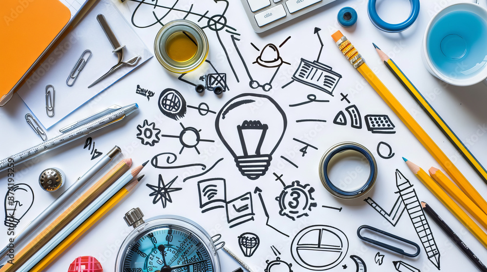 Abstract background with geometric shapes and patterns in soft pastel ...