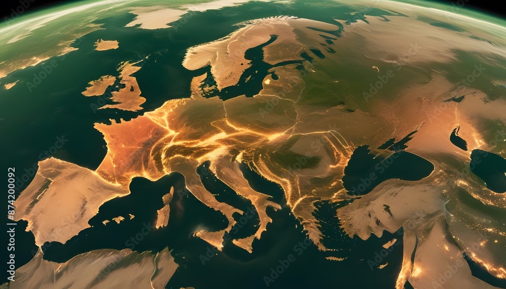 Planet Earth from Space EU Europe Countries highlighted, elements of ...