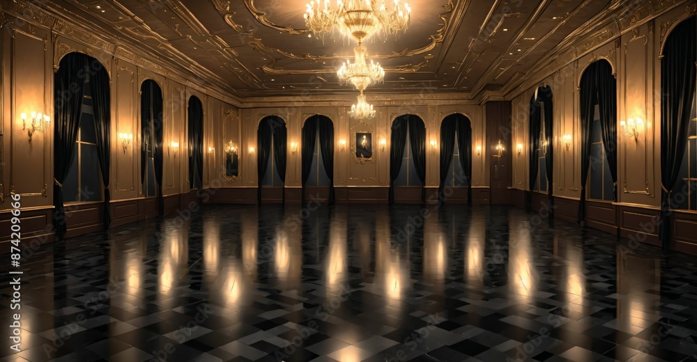 royal ballroom palace castle room interior. open mansion hall with ...
