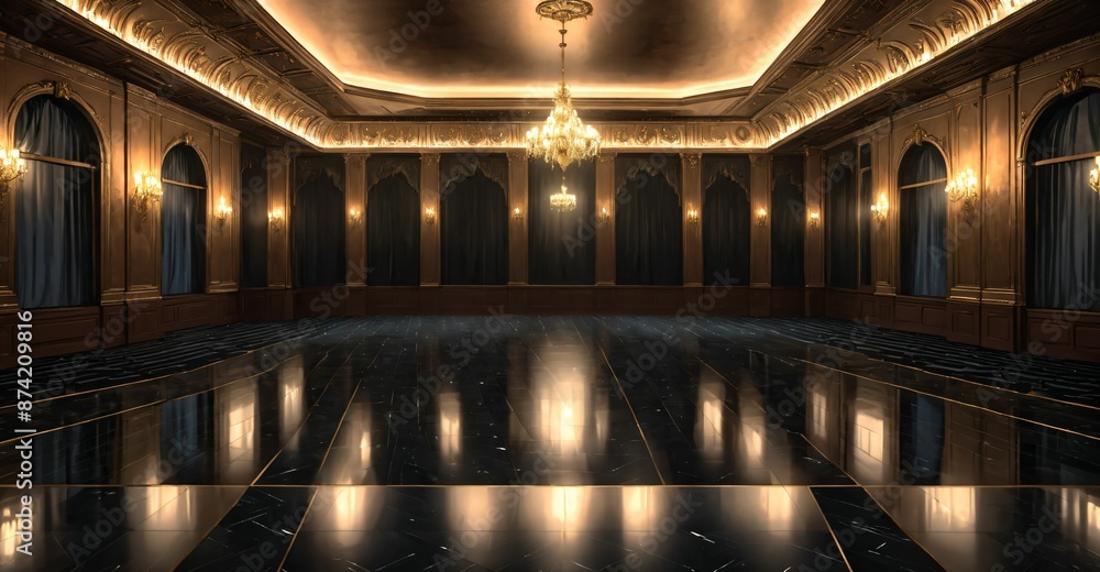 royal ballroom palace castle room interior. open mansion hall with ...