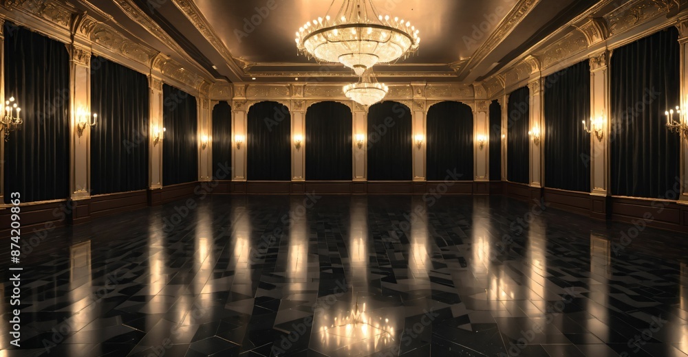 royal ballroom palace castle room interior. open mansion hall with ...