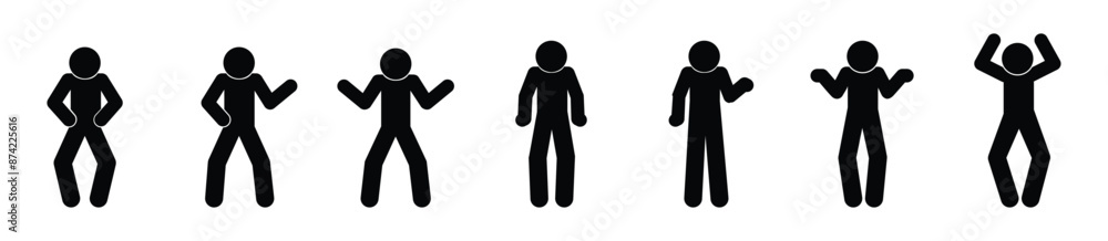 stick figure man icon, stickman poses and gestures Stock Vector | Adobe ...