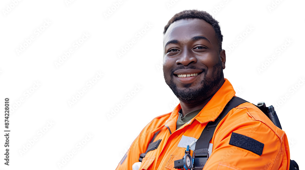 Black African American EMS Paramedic Proudly Standing isolated ...