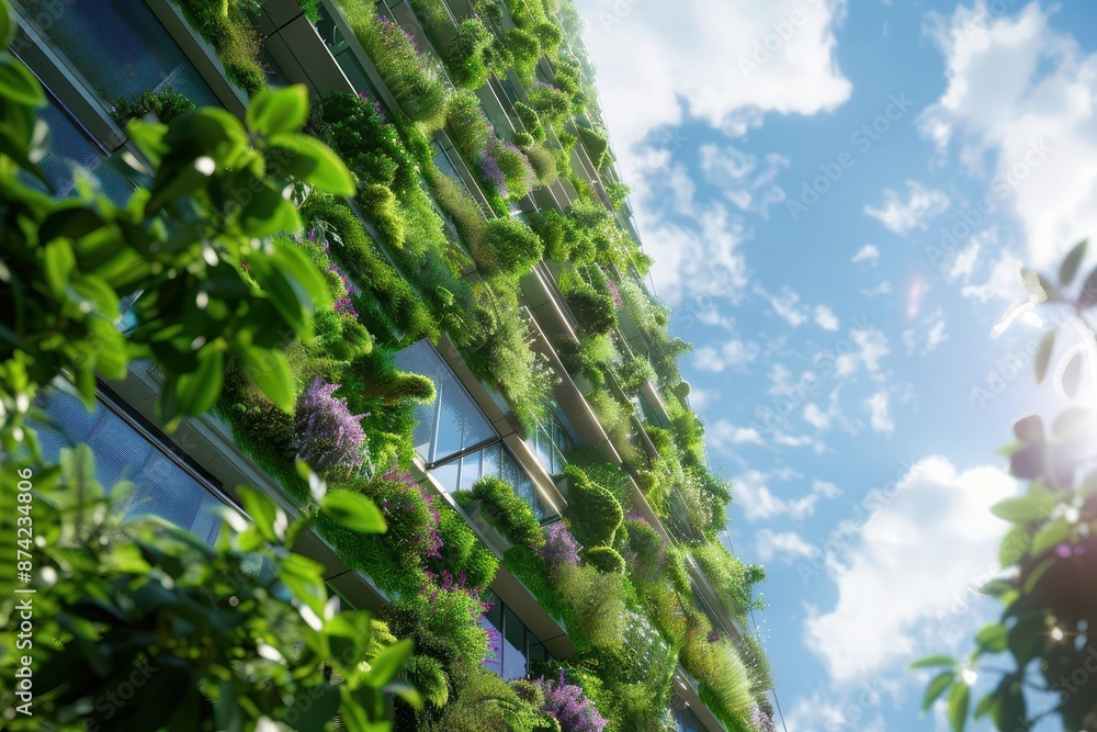 futuristic ecofriendly skyscraper seamlessly blending with nature ...