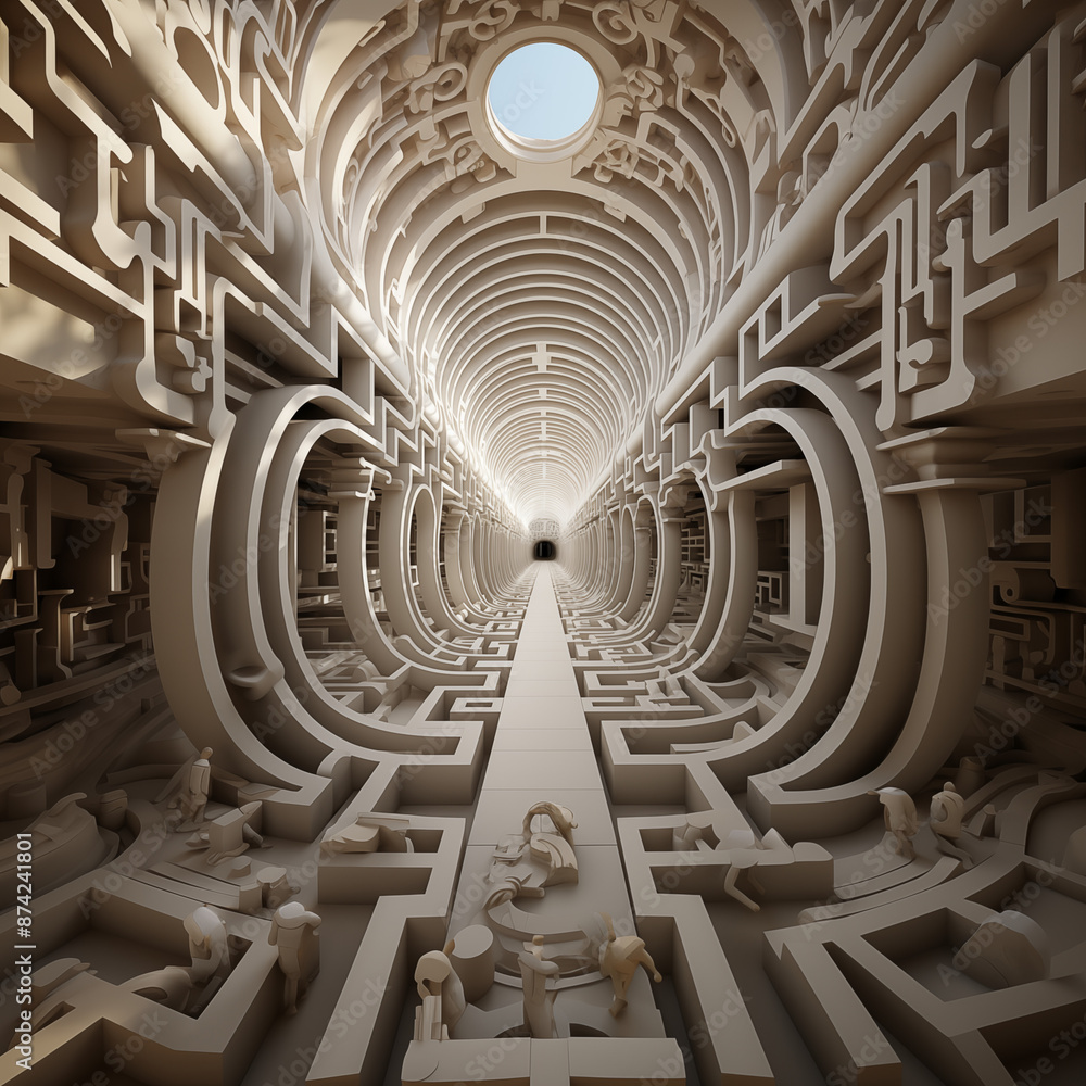 3D Maze Labyrinth Puzzle: Business Solution Concept with Lost Path to ...