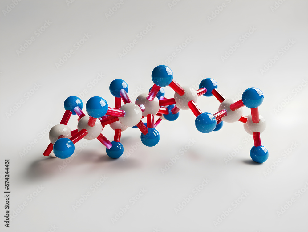 Detailed molecular model showing the iconic double helix structure of ...