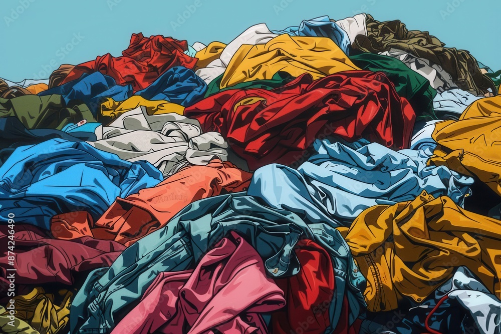 pile of discarded fast fashion clothes in landfill environmental impact of textile waste digital ...