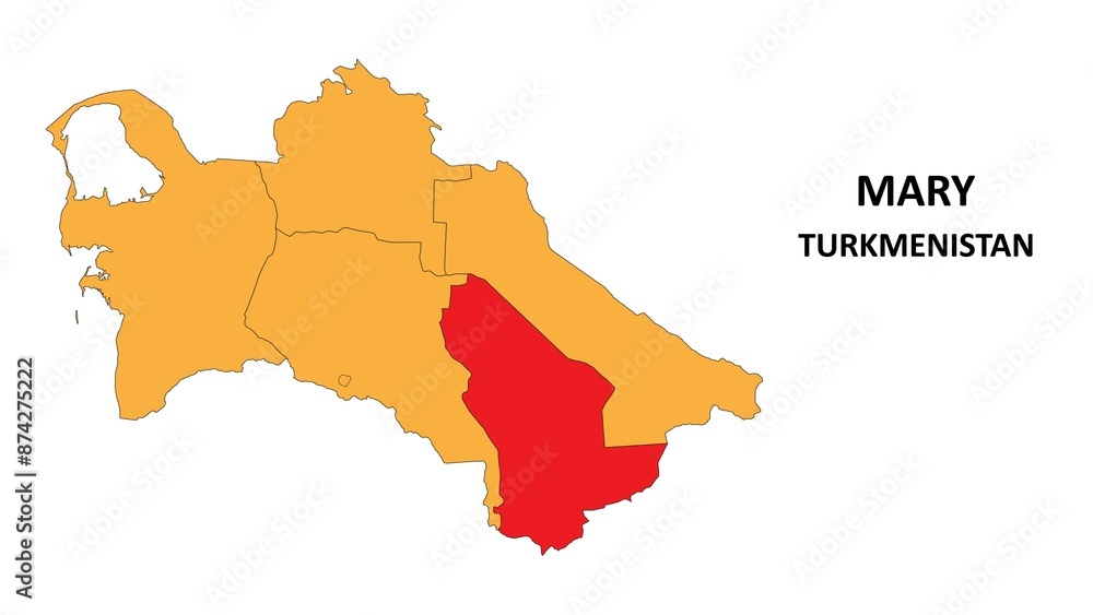 Mary Map is highlighted on the Turkmenistan map with detailed State and ...