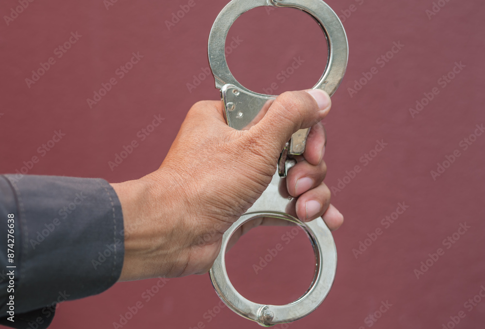 Poster Police demonstrate the use of handcuffs – Wall Art | UkPosters