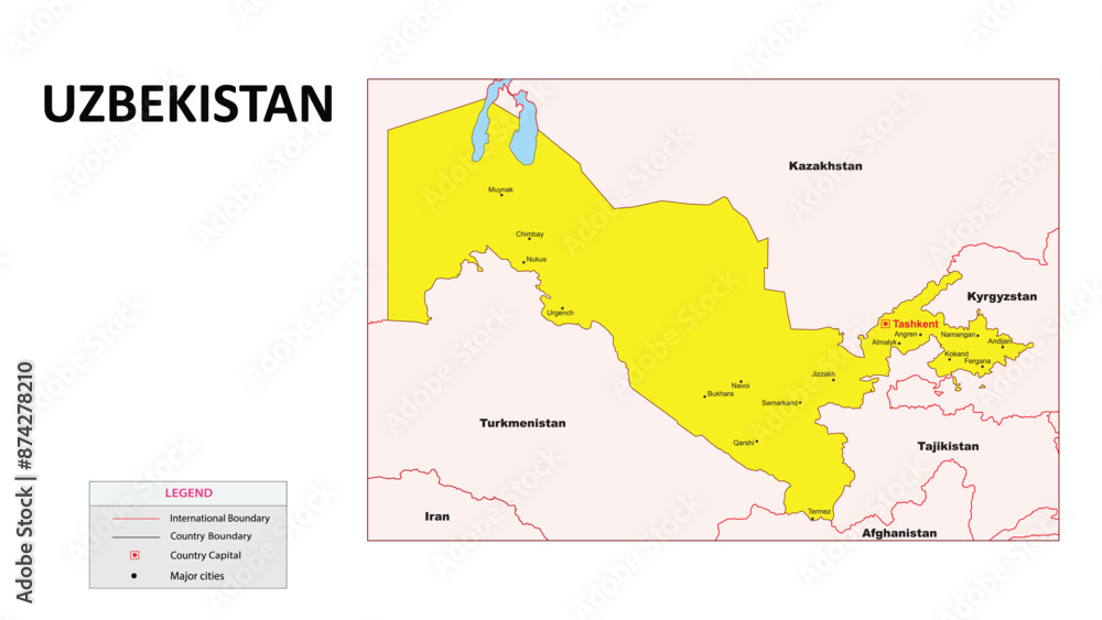 Uzbekistan Map. Major cities in Uzbekistan. Political map of Uzbekistan ...