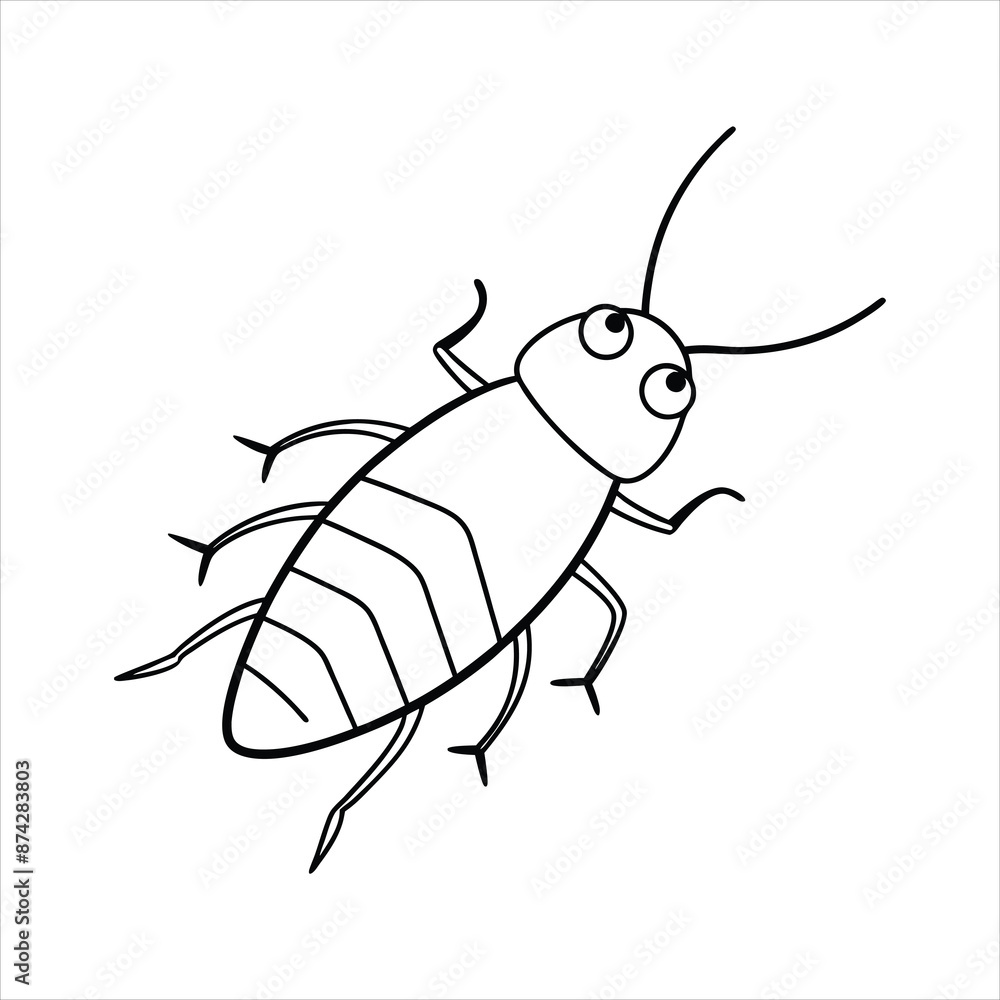 Cartoon dead cockroach vector line art Stock Vector | Adobe Stock