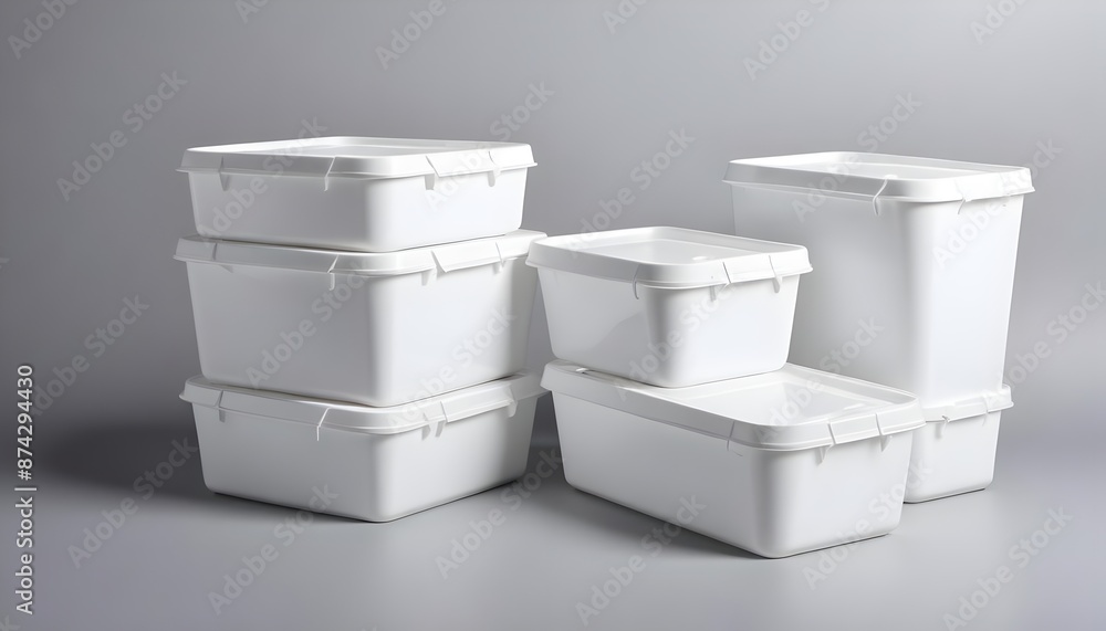 "White Plastic Containers with Lids for Storage and Packaging ...