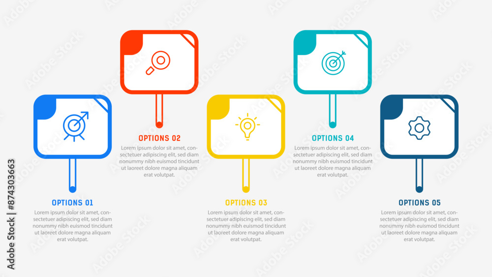 Five Step Infographic design element template for presentation. info ...