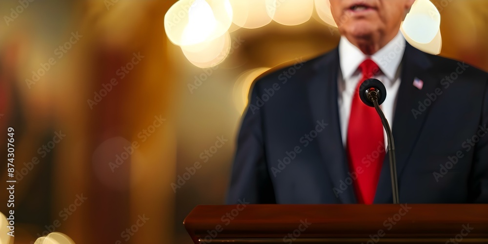 Foto de Elected Official Delivers Address at Podium in Professional ...