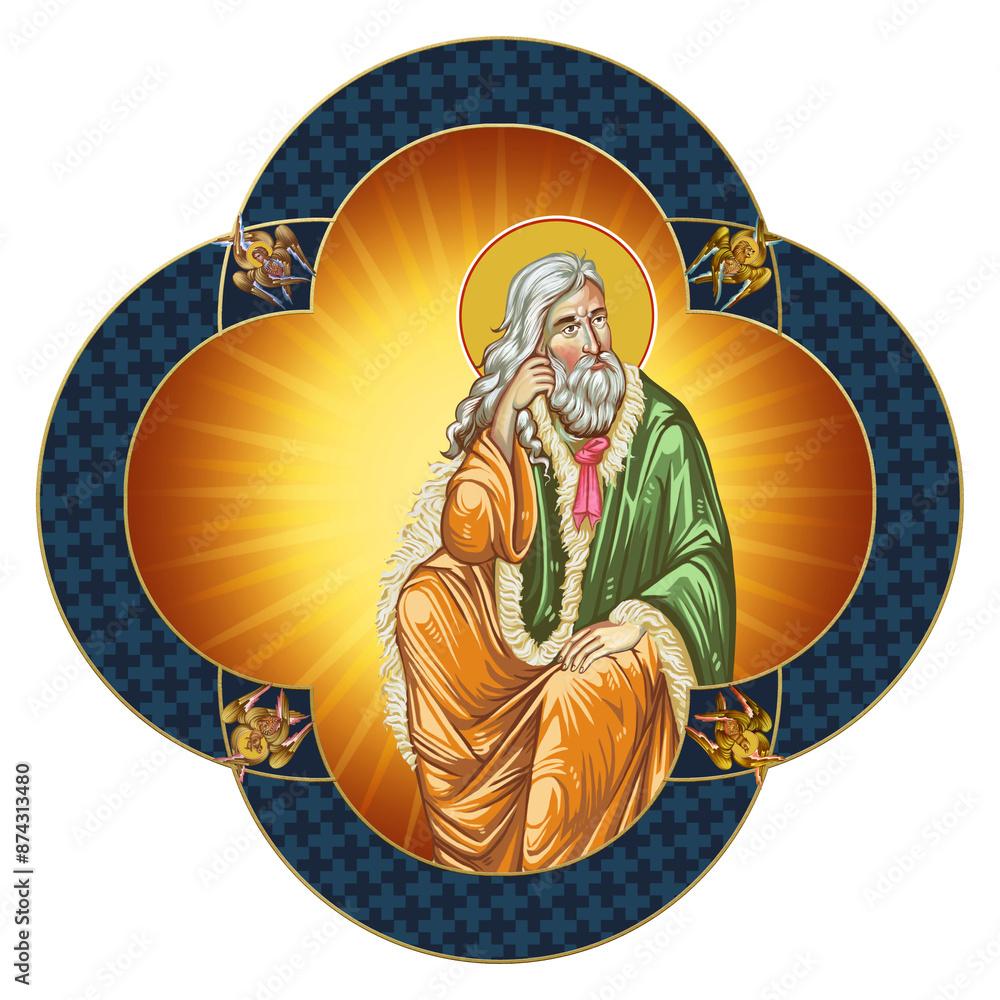 Christian traditional image of Prophet Saint Elijah. Decorative cross ...