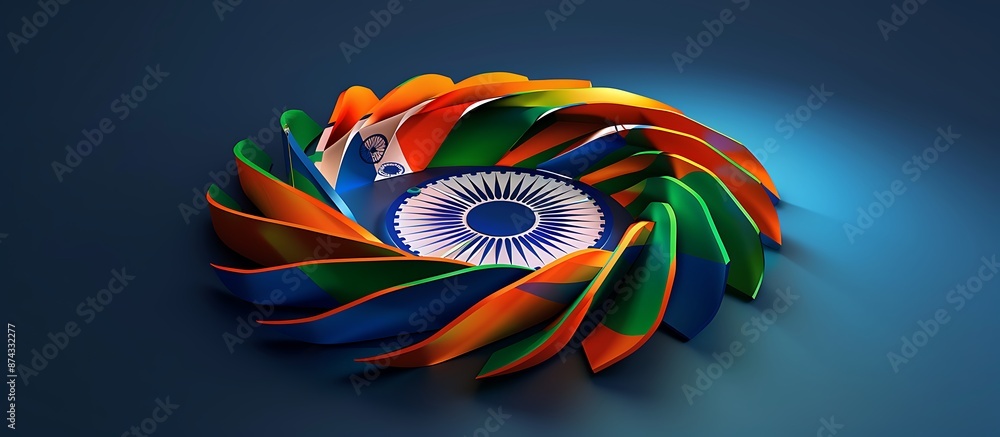 A vibrant 3D logo for Indian Independence Day, tricolor flag and the ...
