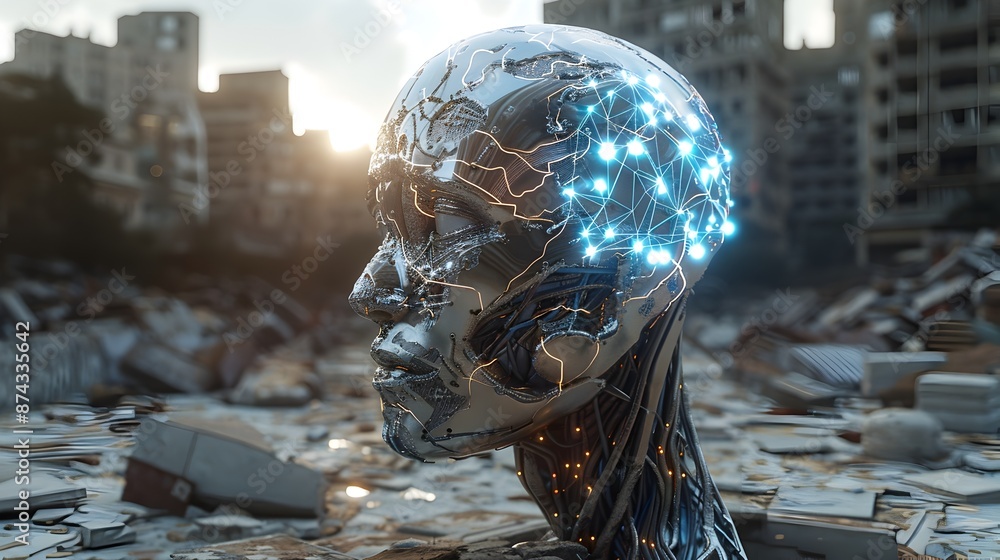 Captivating Futuristic Visage of Intelligence in Stylized 3D Surrealist ...