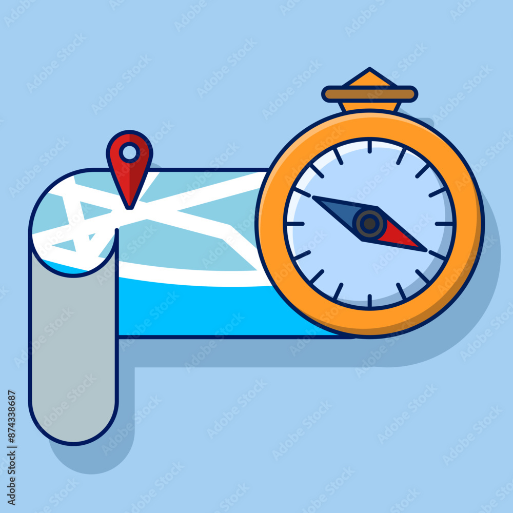 Concept of Compass and Map Pin Signs as symbols for pointing directions ...