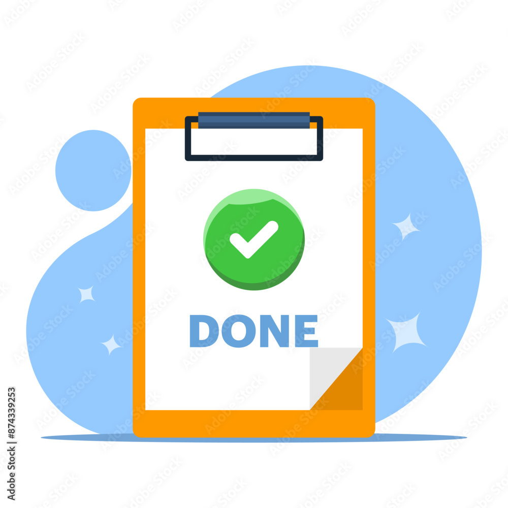 Completed task concept with check mark, all tasks have been completed ...