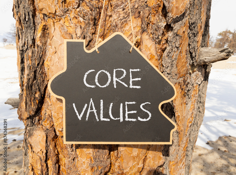 Core values symbol. Concept words Core values on beautiful black house ...