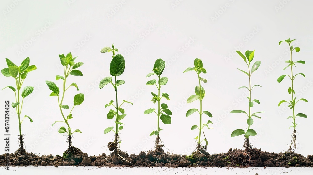 Embark on a visual narrative depicting the development of a young plant ...