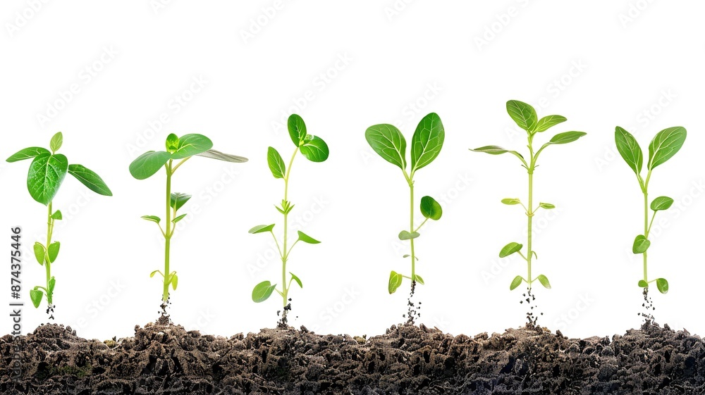 Embark on a visual narrative depicting the development of a young plant ...