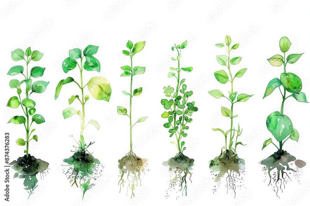 Embark on a visual narrative depicting the development of a young plant ...