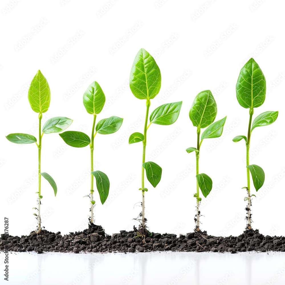 Embark on a visual narrative depicting the development of a young plant ...