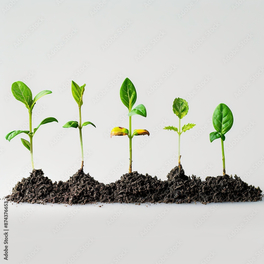 Embark on a visual narrative depicting the development of a young plant ...
