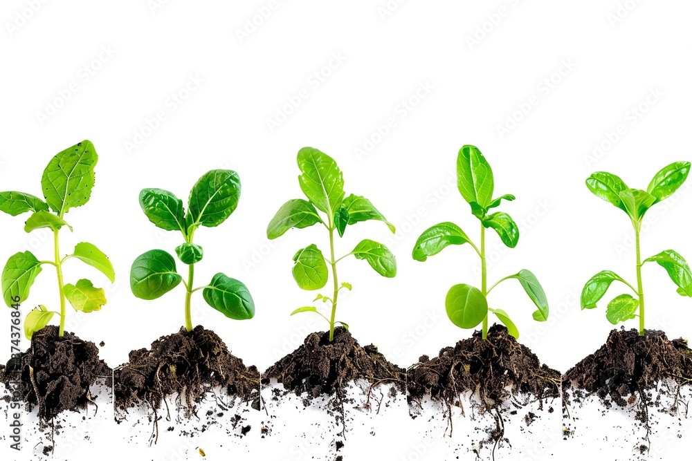 Embark on a visual narrative depicting the development of a young plant ...