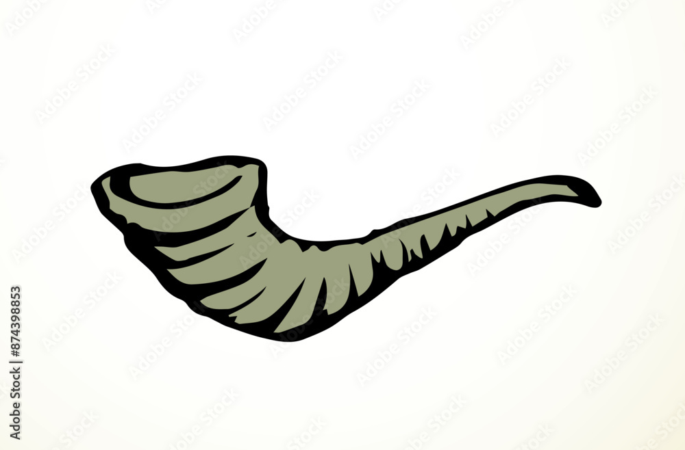 Vector drawing. Jewish ritual horn shofar Stock Vector | Adobe Stock