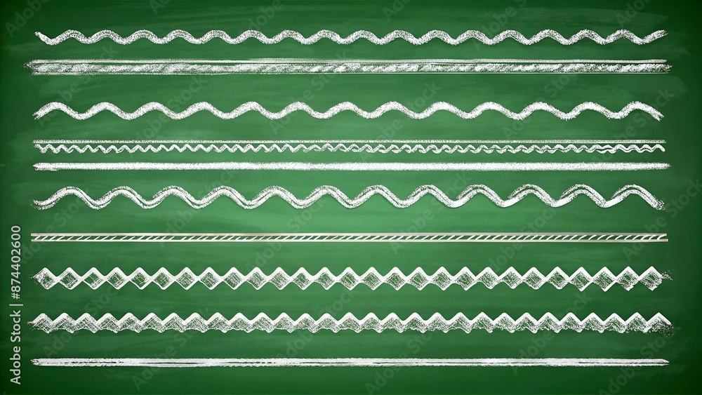 Vector set of horizontal chalk lines with a different thickness. 3d ...