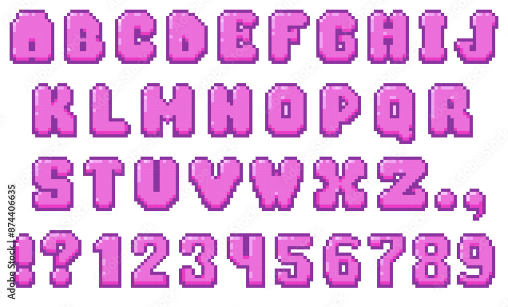 Game 8-bit pixel typeface. Retro arcade video game alphabet, 80s 90s ...