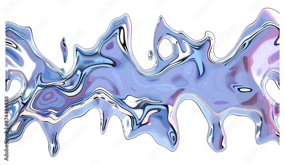 Abstract futuristic 3D chrome liquid background, surreal hologram ...