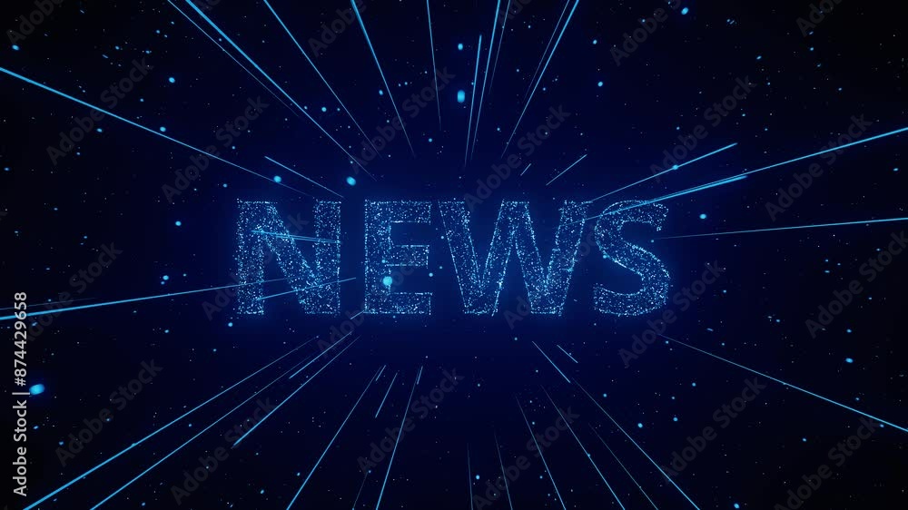 A futuristic animation of the word NEWS appearing on a dark background ...